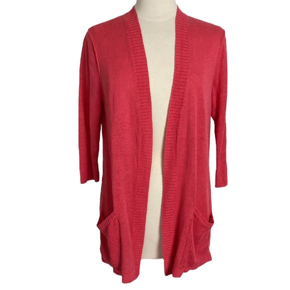 J. Jill | Sweaters | J Jill Pink Linen Long Line Cardigan Sweater ...